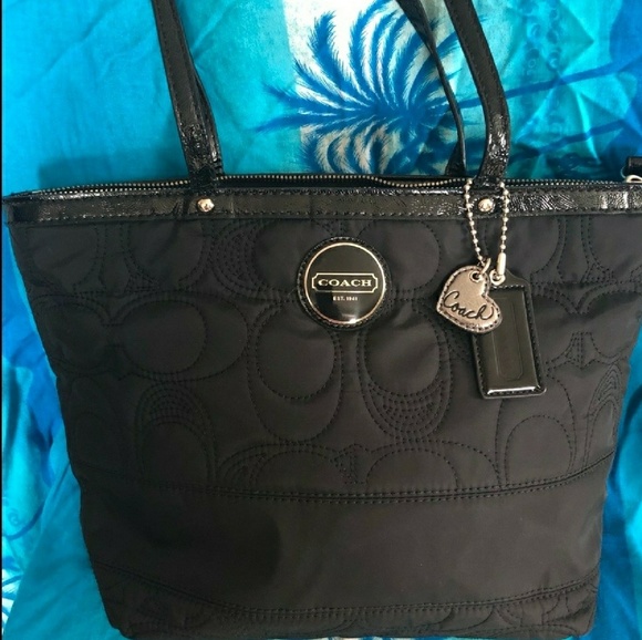Coach | Bags | Coach Signature Stitched Nylon Tote | Poshmark